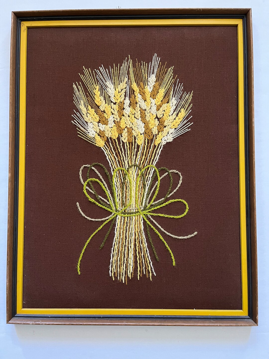 Vintage 1970s Crewel Needlepoint Art: Wheat Sheaf Embroidery, MCM ...