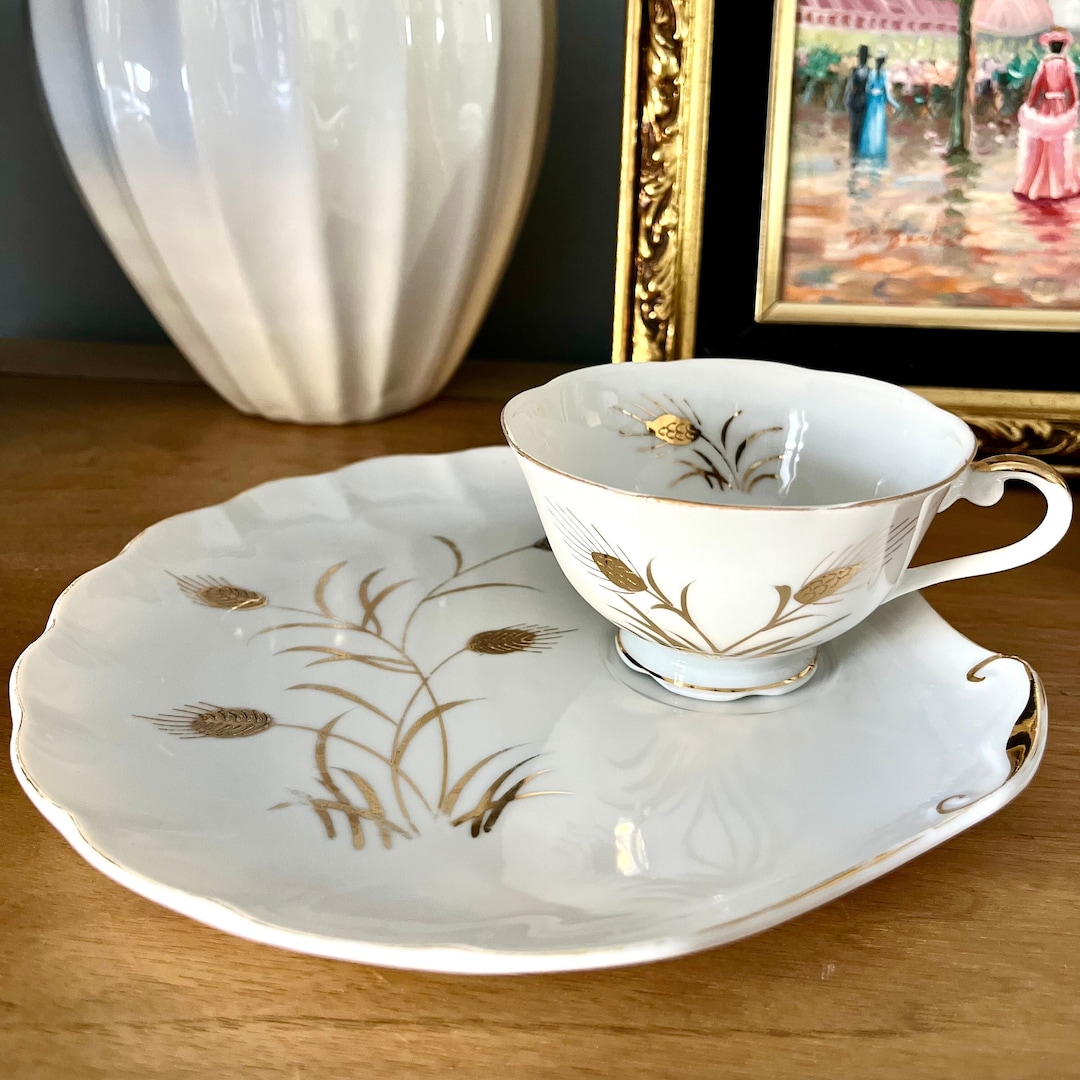 Lefton Snack Plate Tea Cup and Saucer Hand Painted China Tea Set ...