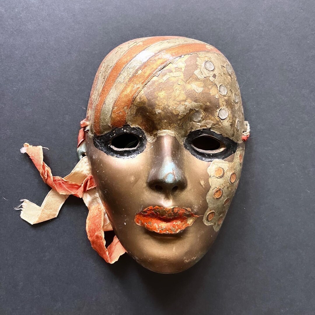Vintage Enameled Brass Masquerade Mask - Made in India Wall Decor - Etsy