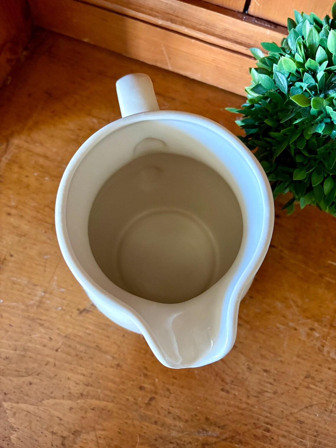 Vintage Heartland-style Ceramic Folk Art Ivory Pitcher Jug Sheep, Cows ...