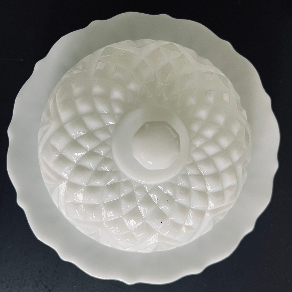 Vintage Anchor Hocking Cheese Dome Prescut Pineapple Pattern Semi ...