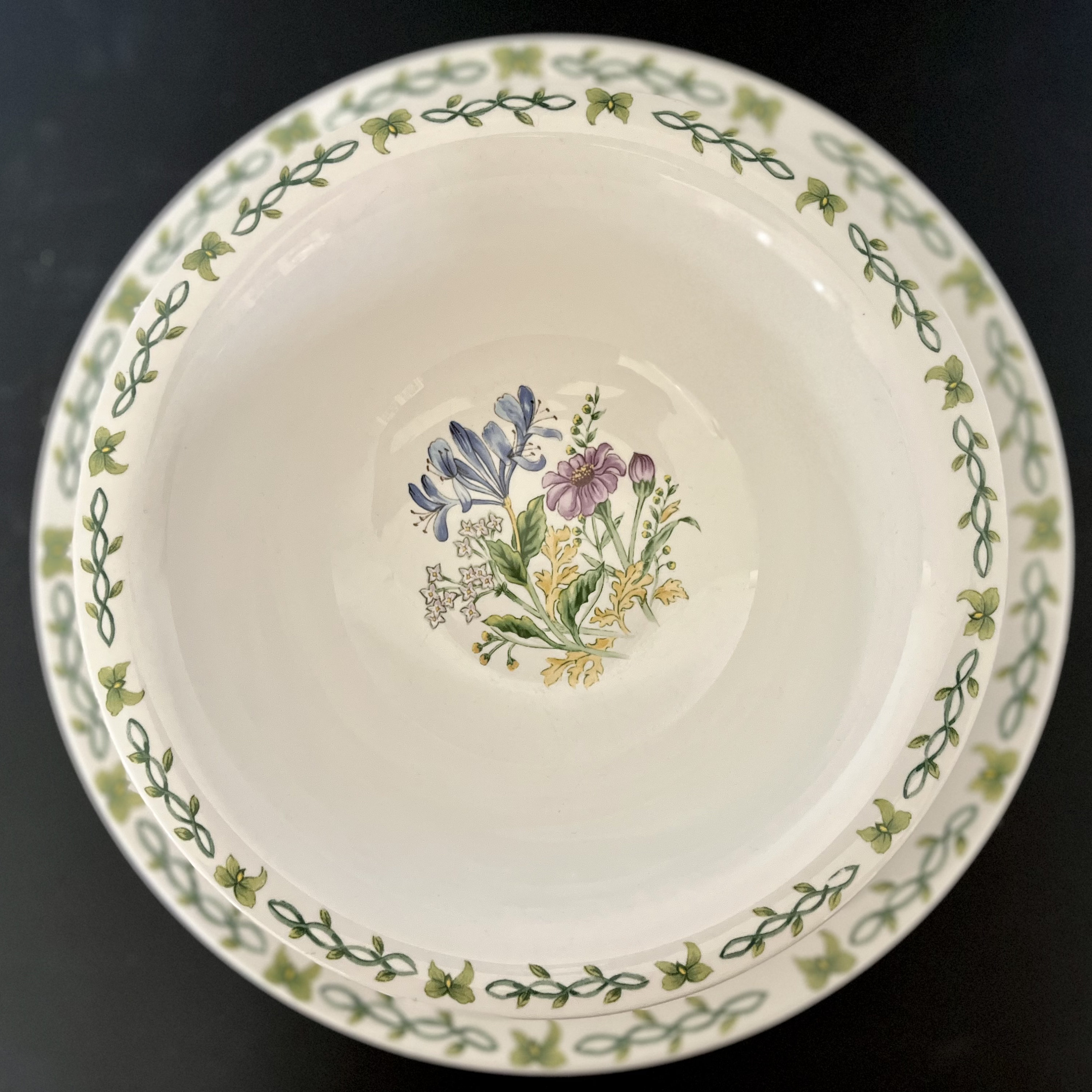 Thompson Pottery China Floral Garden Round Serving Plate & Salad Bowl ...