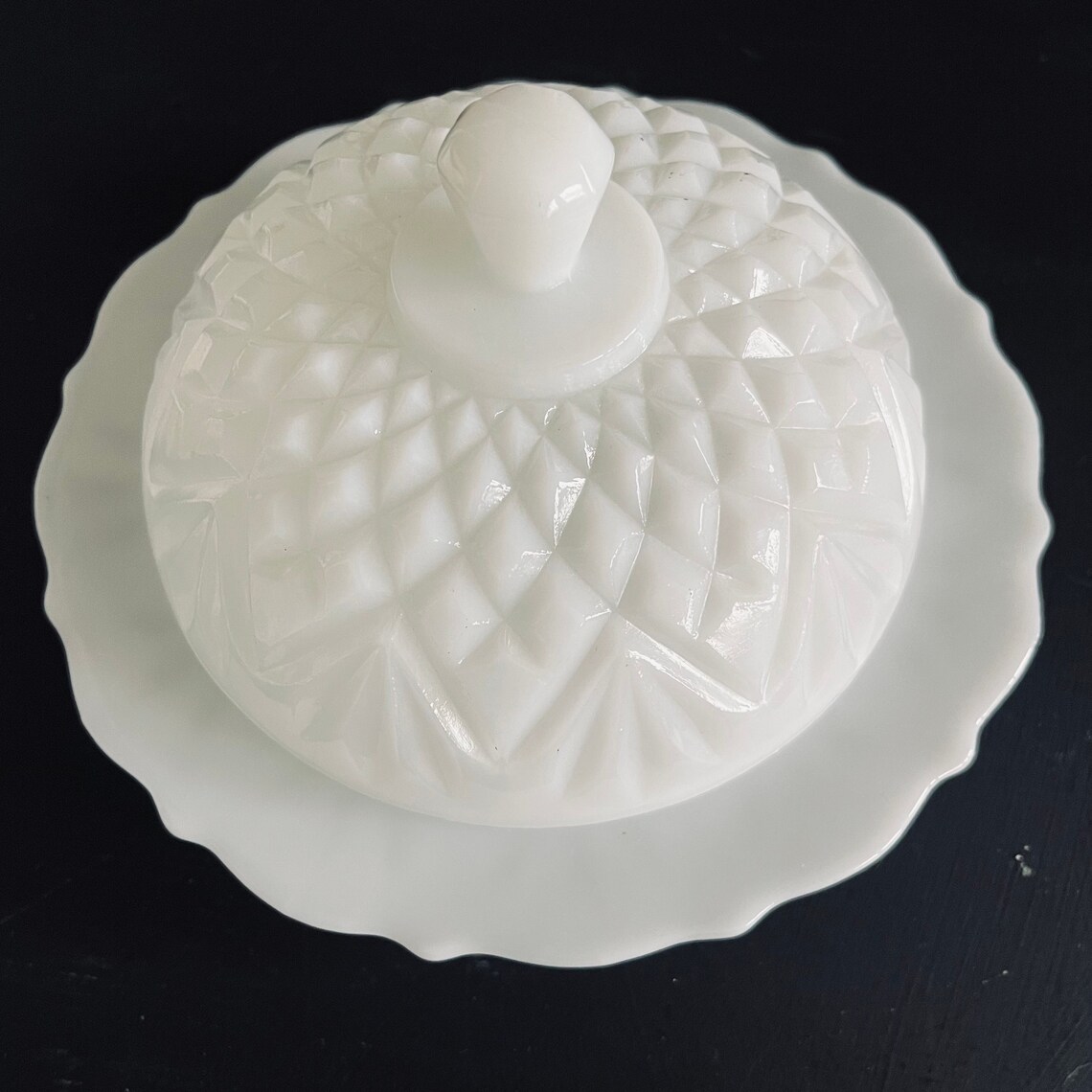 Vintage Anchor Hocking Cheese Dome Prescut Pineapple Pattern Semi ...