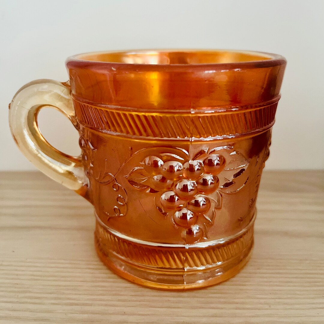 Vintage Dugan Carnival Glass Mug: Marigold Grape Vine Design - Etsy