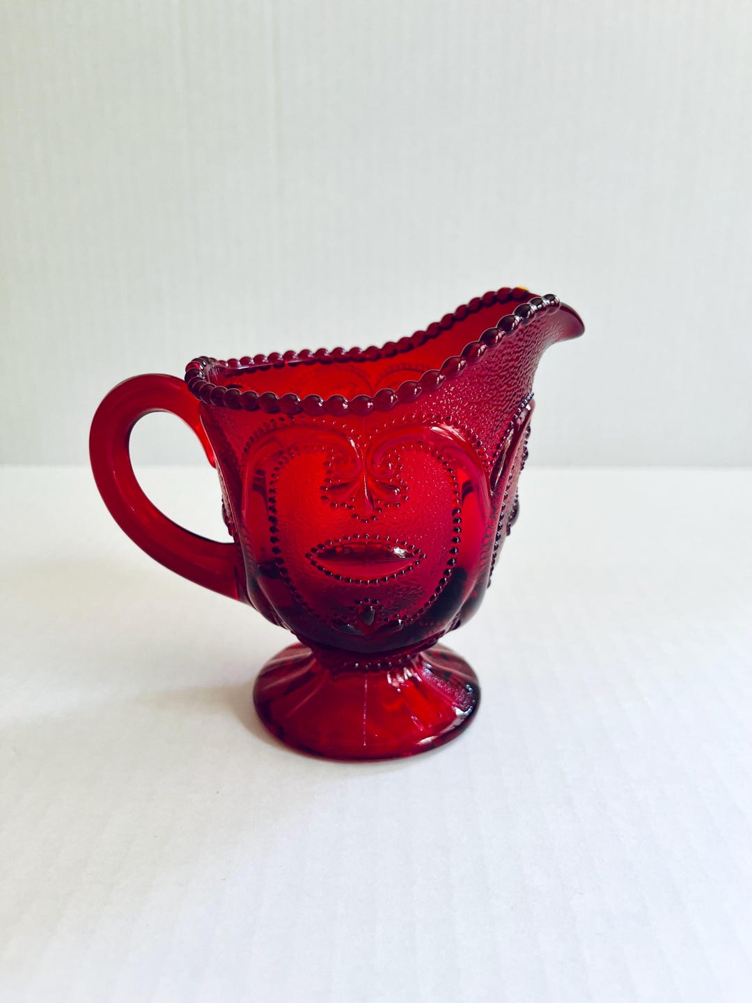 Vintage Mosser Glass Ruby Red Creamer: Ornate Sweetheart Pattern - Etsy