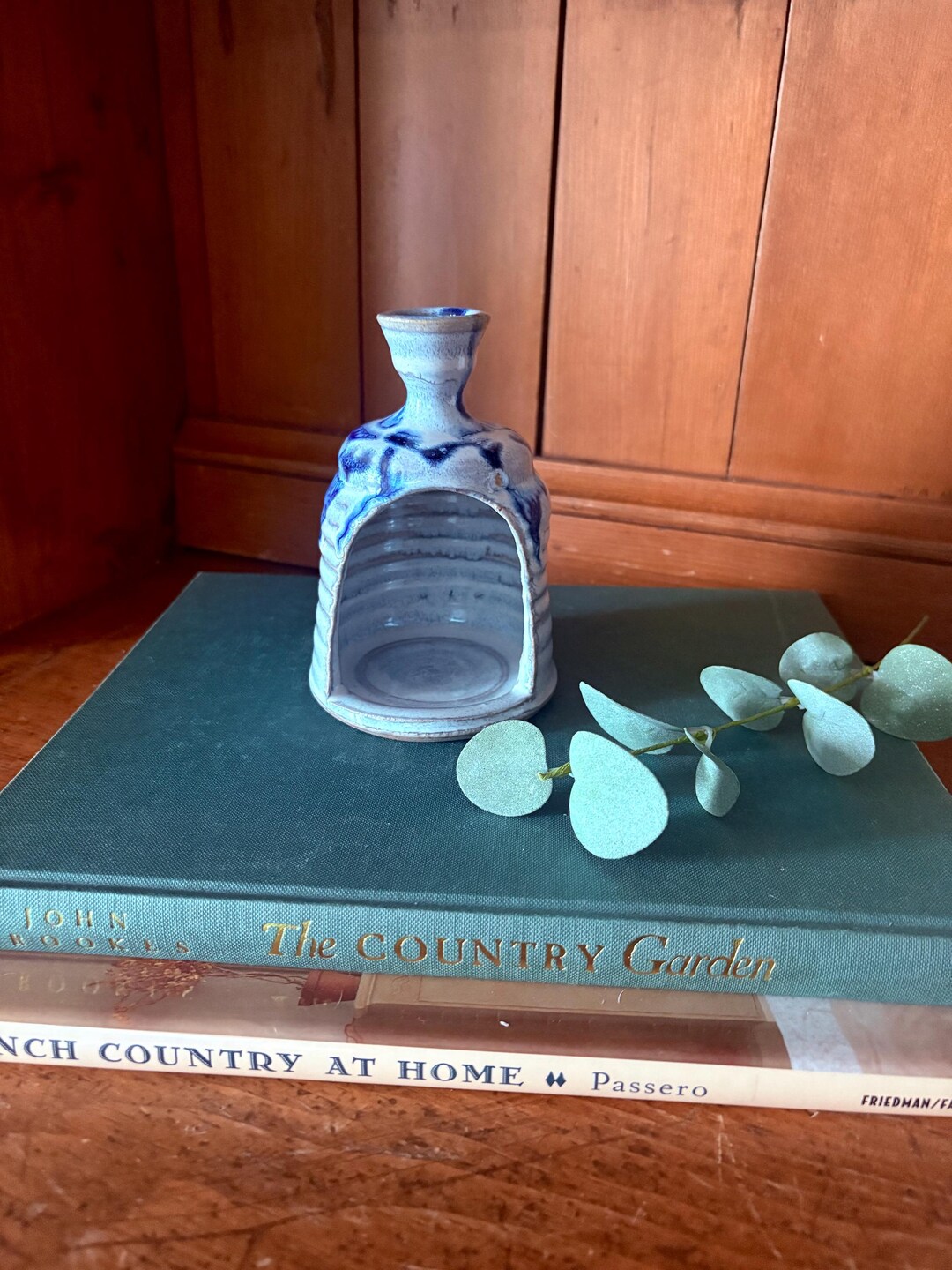 Vintage Studio Art Pottery Lantern – Hand-thrown Blue Glazed Candle ...