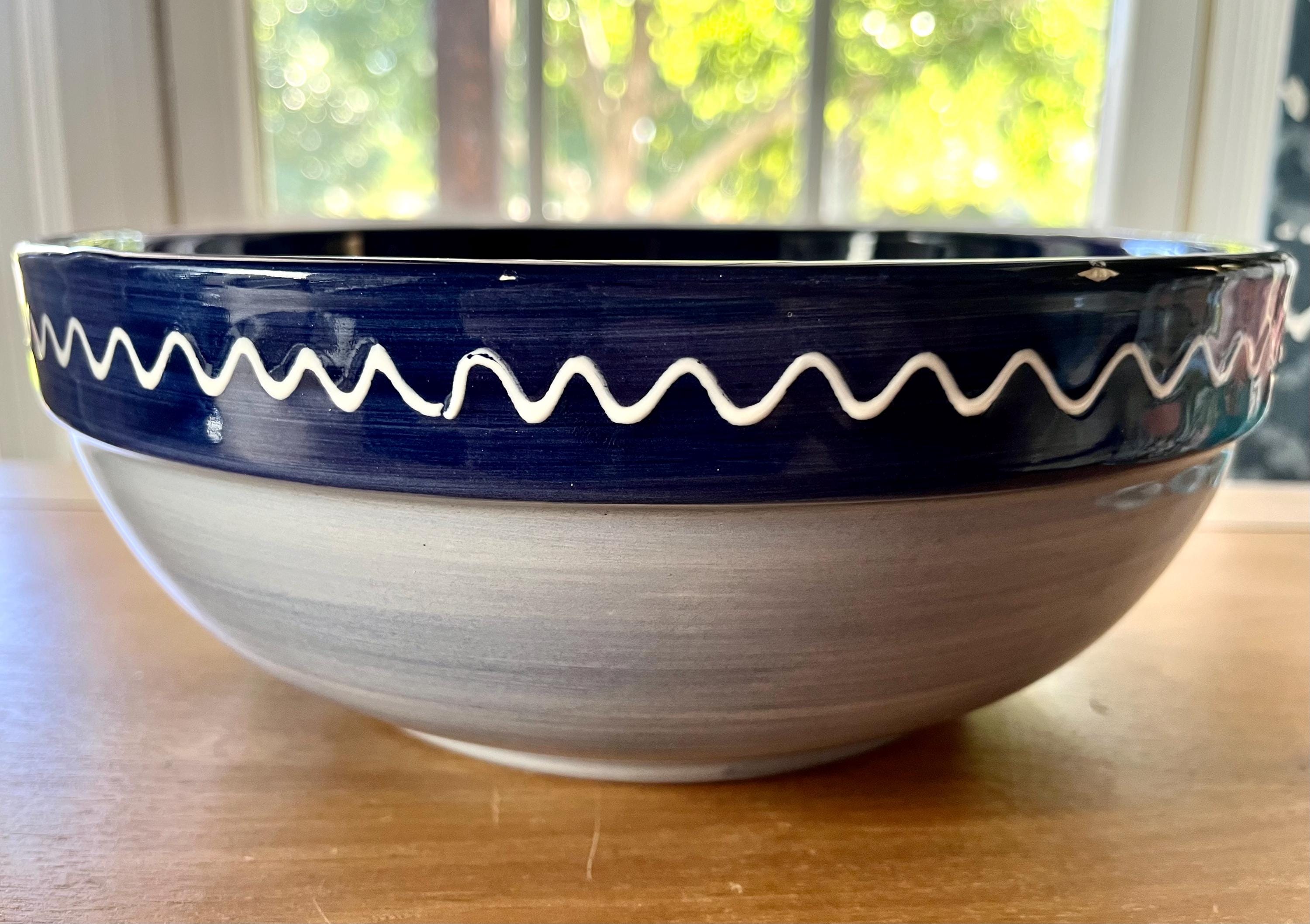 HNOS Pedraza Large Decorative Serving Bowl Blue Floral Detailed Design ...