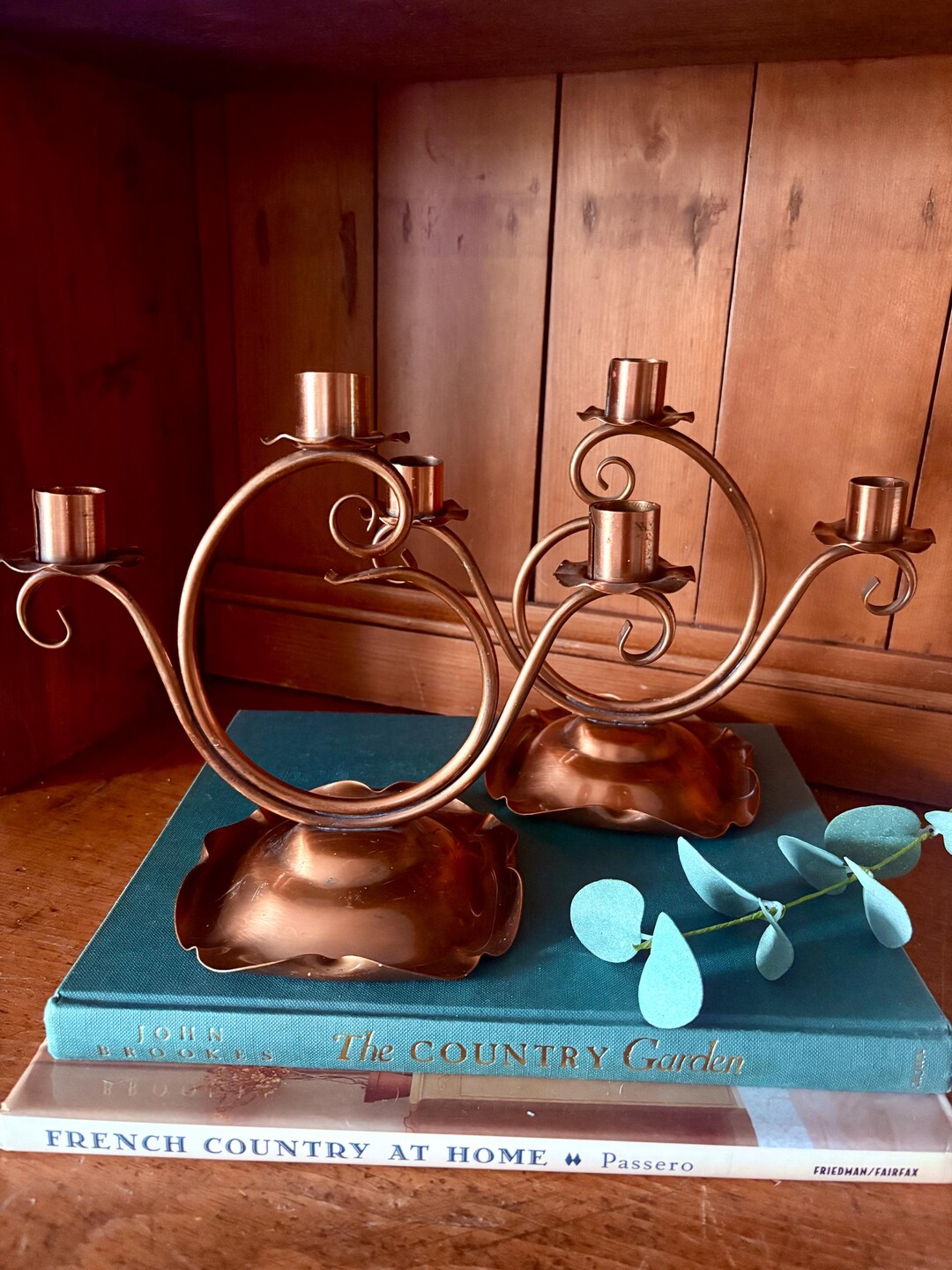 Vintage Gregorian Copper Candelabra Pair – Mid-century Modern Candle ...