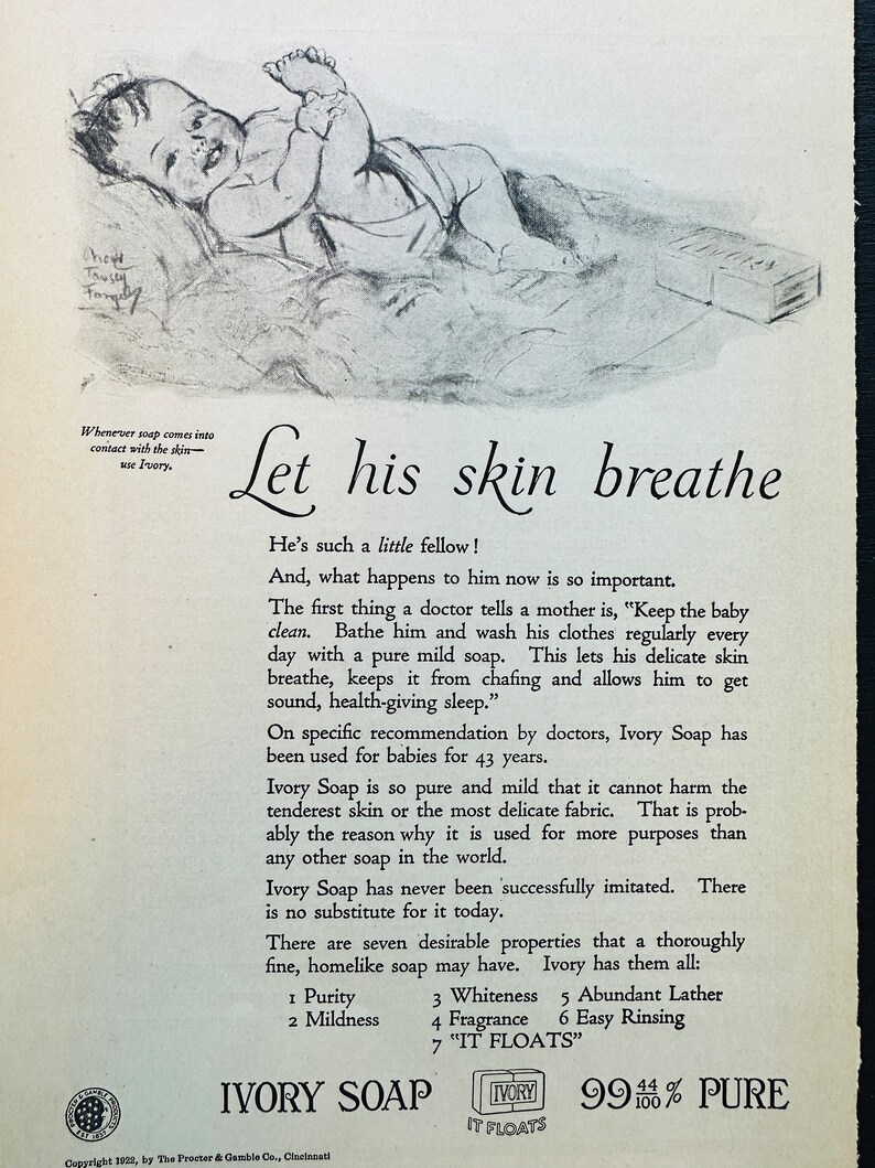 Vintage 1920s Ivory Soap Ad, Old Ads, Advertisements, Cottage Home ...