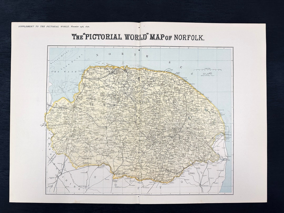 Authentic Vintage Map of Norfolk - Etsy