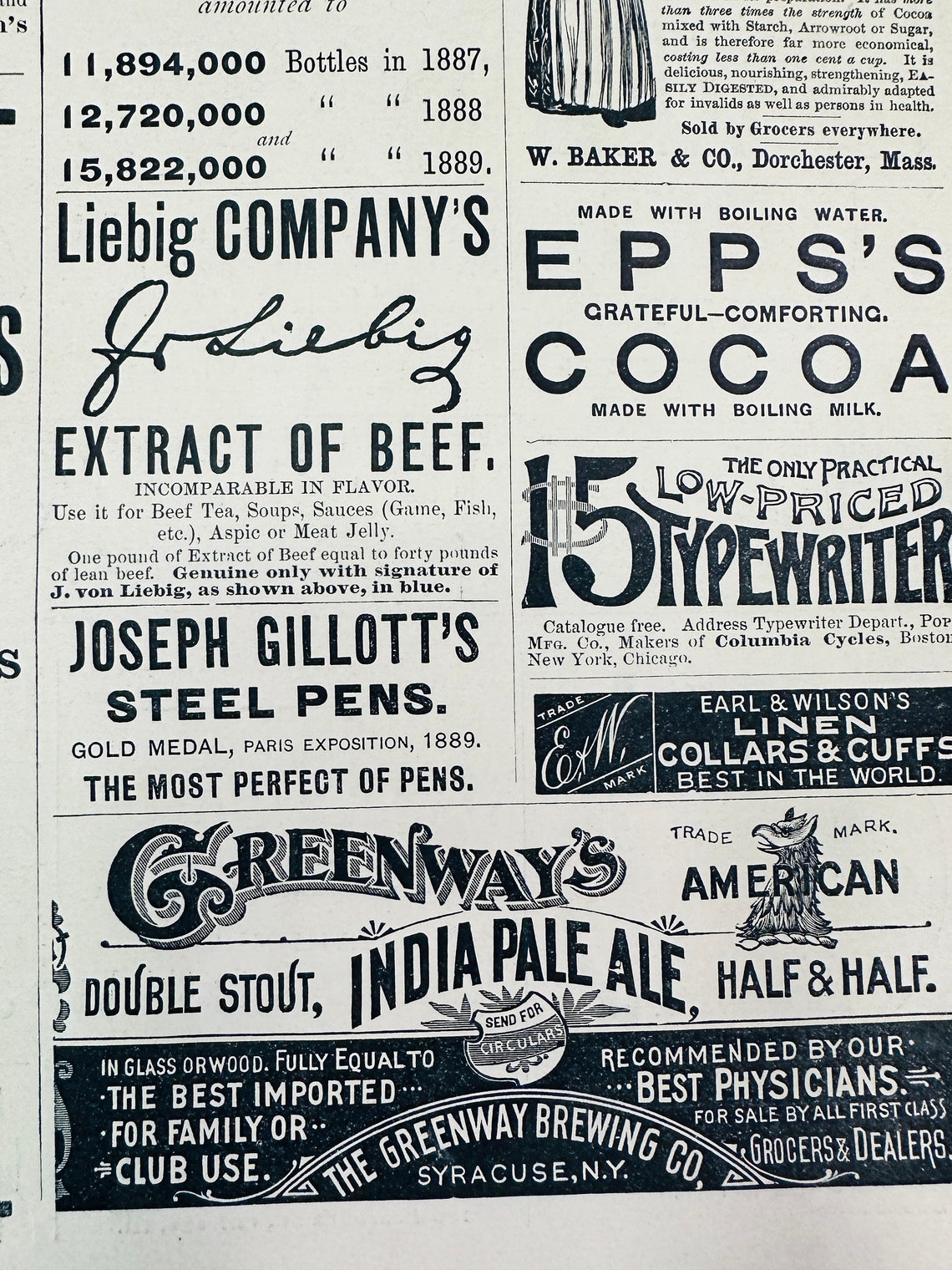 4 Pages of Vintage Advertisements, Scrapbooking Paper, Crafting ...