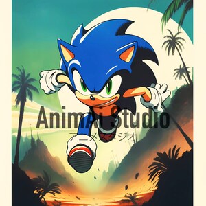 Sonic the Hedgehog, Old School Japanese Poster, Retro, Anime Poster ...