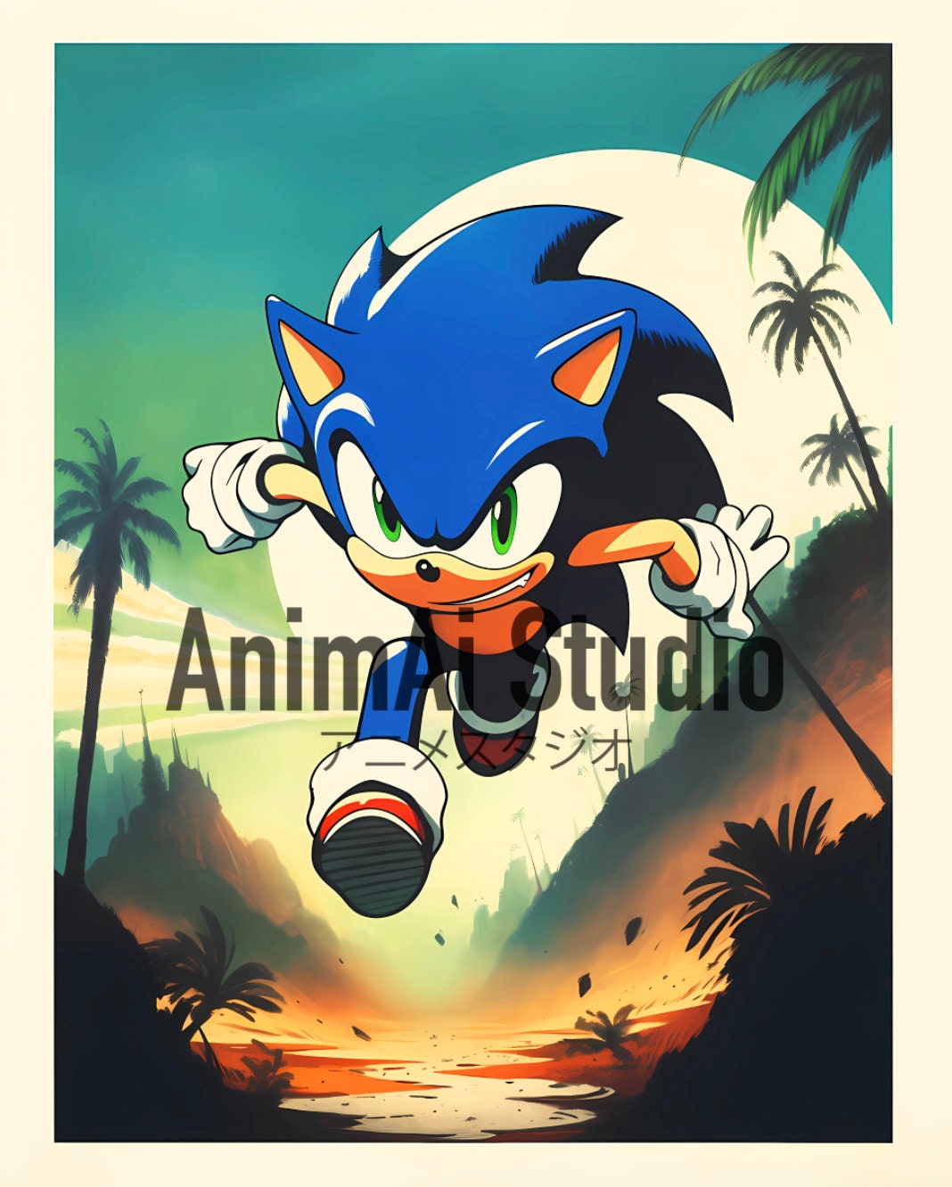 Sonic the Hedgehog, Old School Japanese Poster, Retro, Anime Poster ...