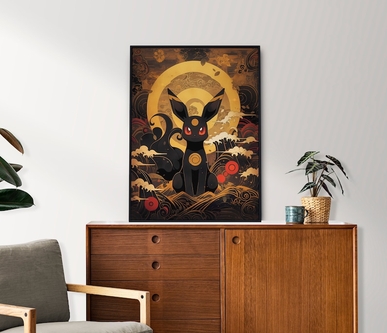 Umbreon, Pokemon, Japanese Tapestry Style, Anime Poster, Printable Wall ...