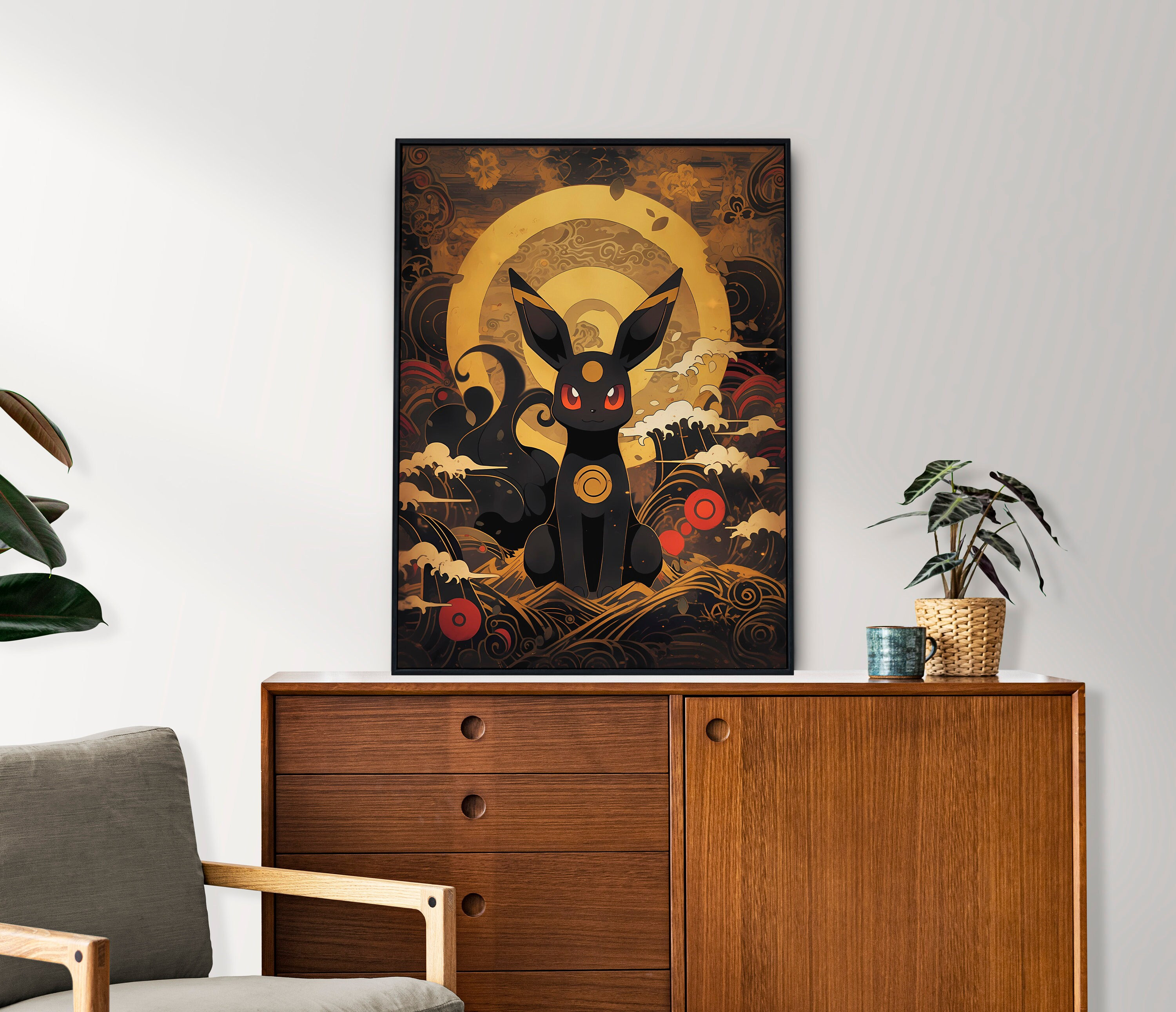 Umbreon, Pokemon, Japanese Tapestry Style, Anime Poster, Printable Wall ...