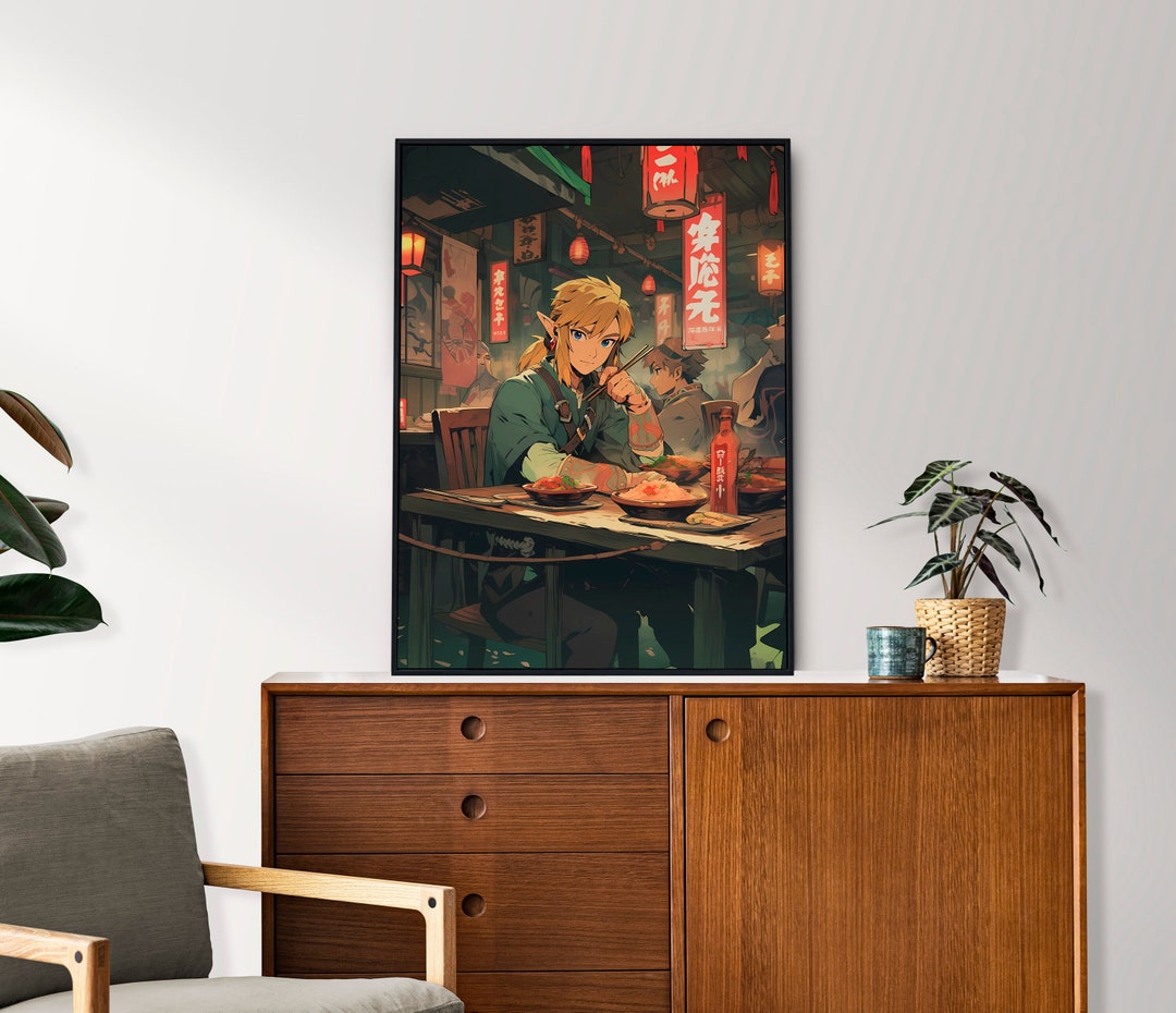 Link, Ramen Series #2, Japanese Tapestry Style, Anime Poster, Printable ...