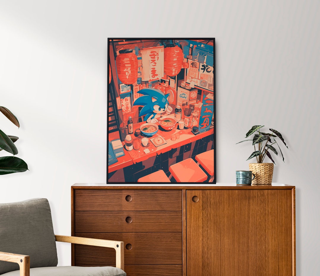 Sonic the Hedgehog, Ramen Series, Japanese Tapestry Style, Anime Poster ...