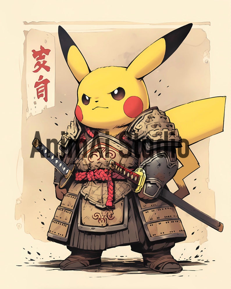 Pikachu Samurai Pokemon Japanese Tapestry Style Anime - Etsy