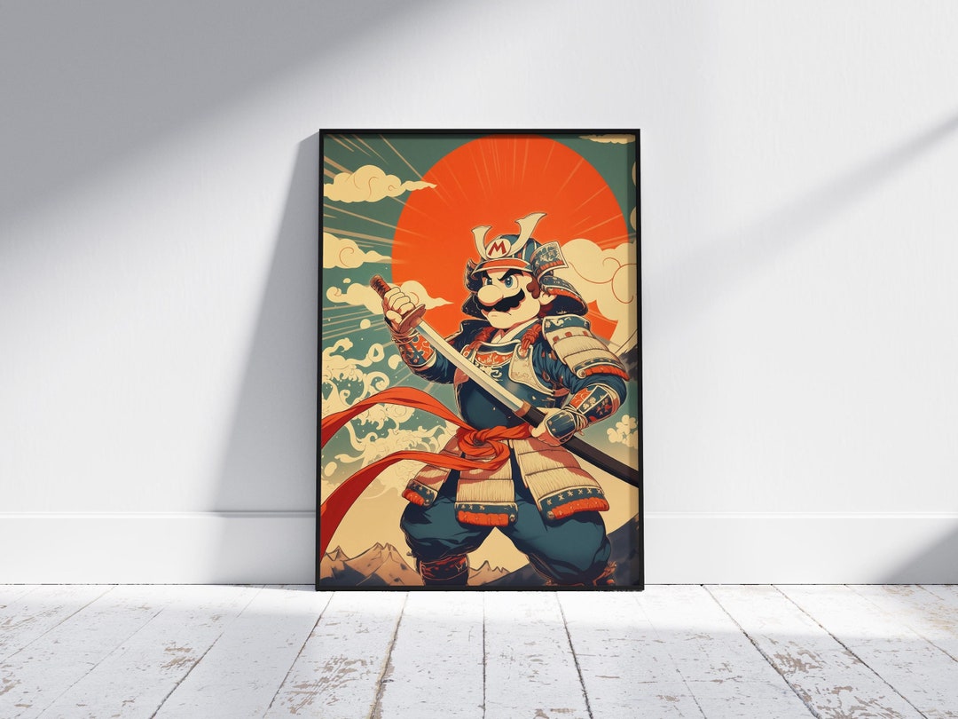 Samurai Mario, Japanese Style, Super Mario, Rising Sun, Digital ...