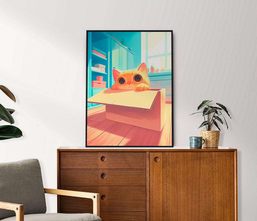 Kawaii Orange Cat, Cute Kitten Poster, Happy Little Kitty, Adorable ...