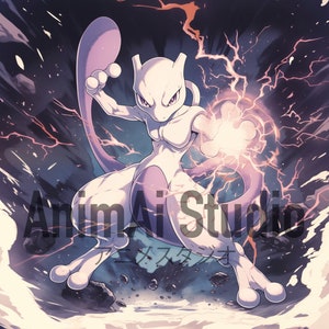 Mewtwo, Pokemon, Anime Poster, Printable Wall Art, Bedroom Wall Art ...