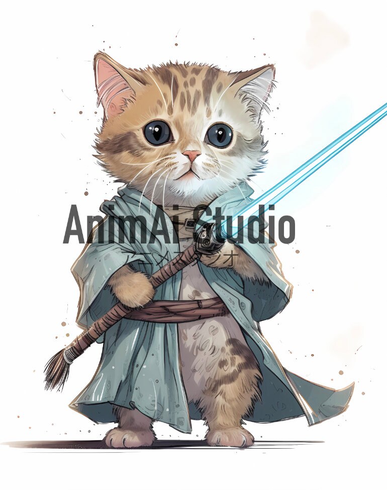 Kitten Jedi, Digital Poster, Digital Print, Star Wars, Home Decor ...