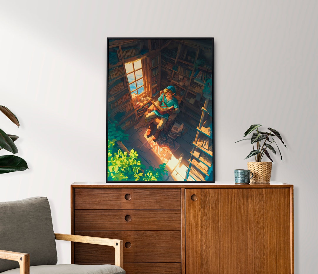 Link Reading in Cosy Room Art Print: Legend of Zelda Anime Poster ...