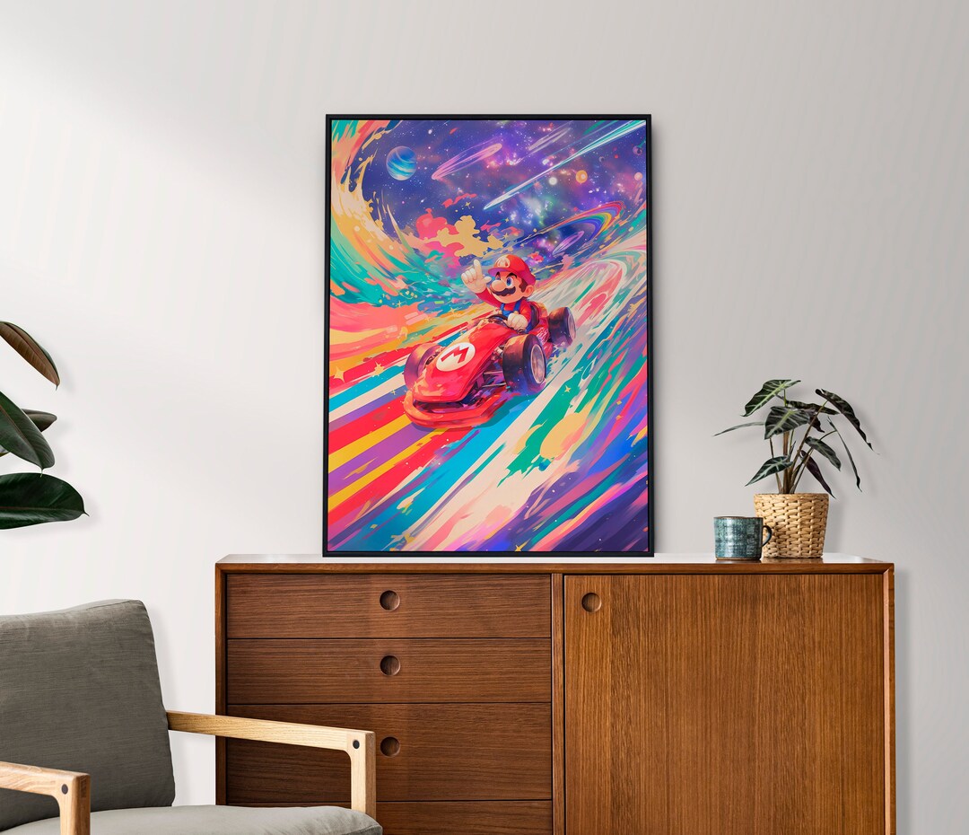 Mario Kart Rainbow Road, Retro Japanese Poster, Digital Download, Anime ...