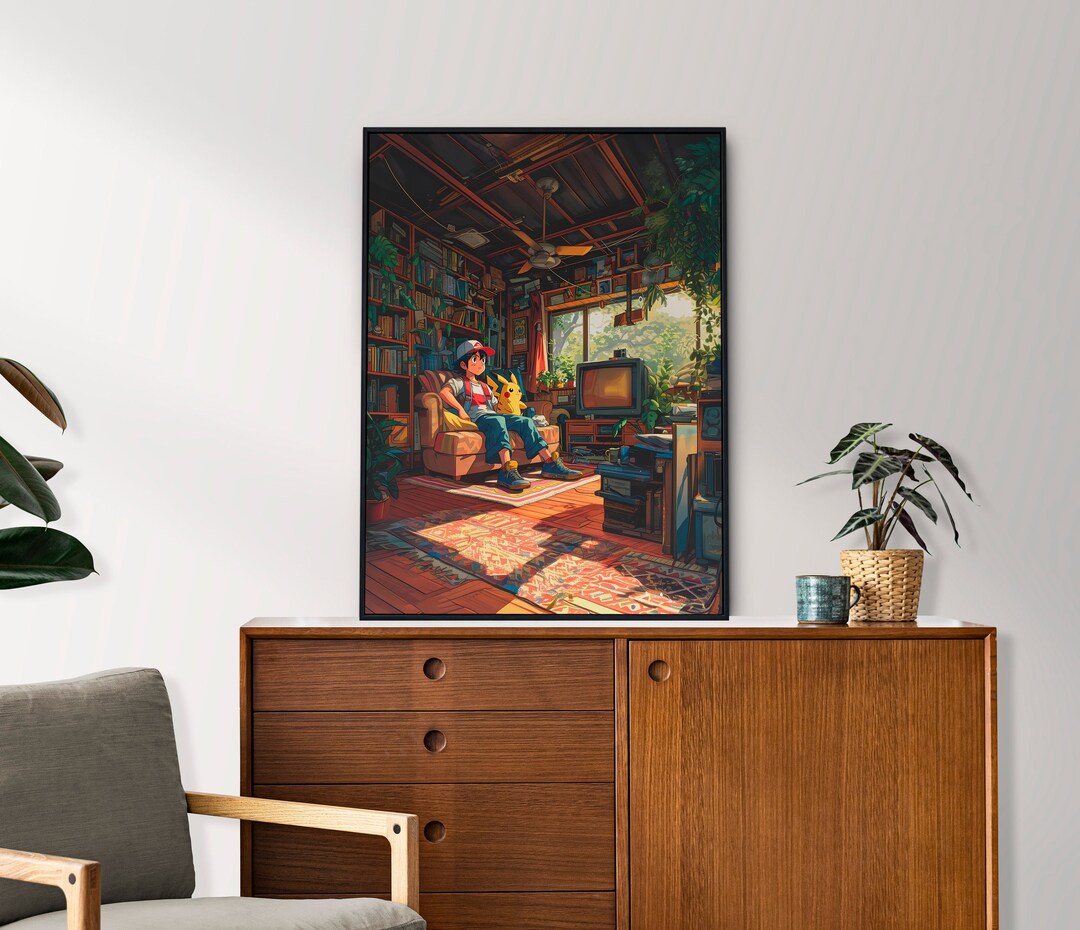 Ash and Pikachu, Cosy Room Series, Pokemon, Digital Download, Isometric ...