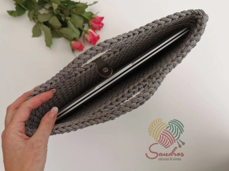 Grey/yellow Color Crocheted Computer Case Knitted Laptop - Etsy