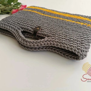 Grey/yellow Color Crocheted Computer Case, Knitted Laptop Case, Mint ...