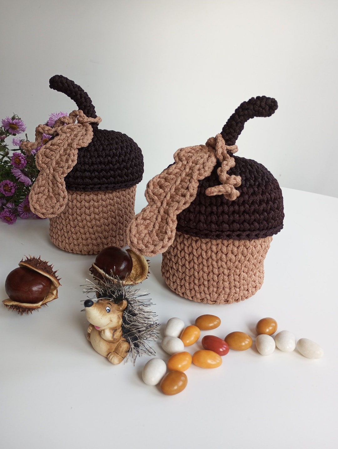 Crochet Acorn Basket With Lid: Handmade Home Organizer - Etsy