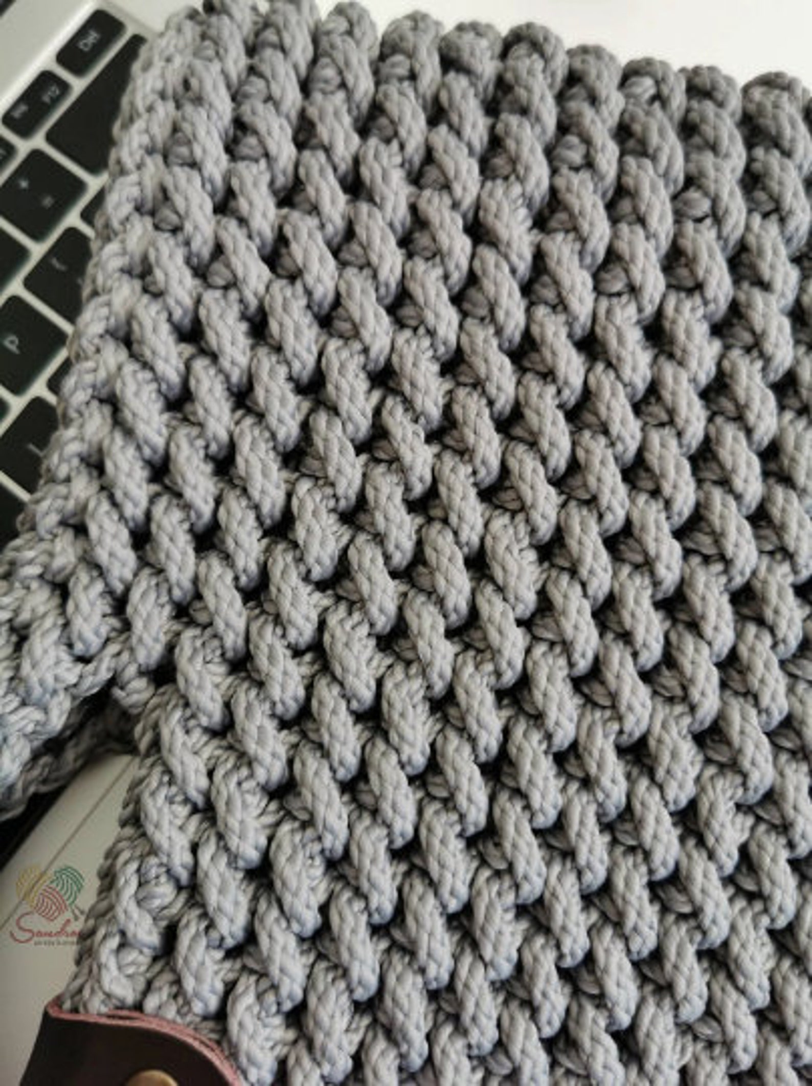 Grey/yellow Color Crocheted Computer Case Knitted Laptop - Etsy