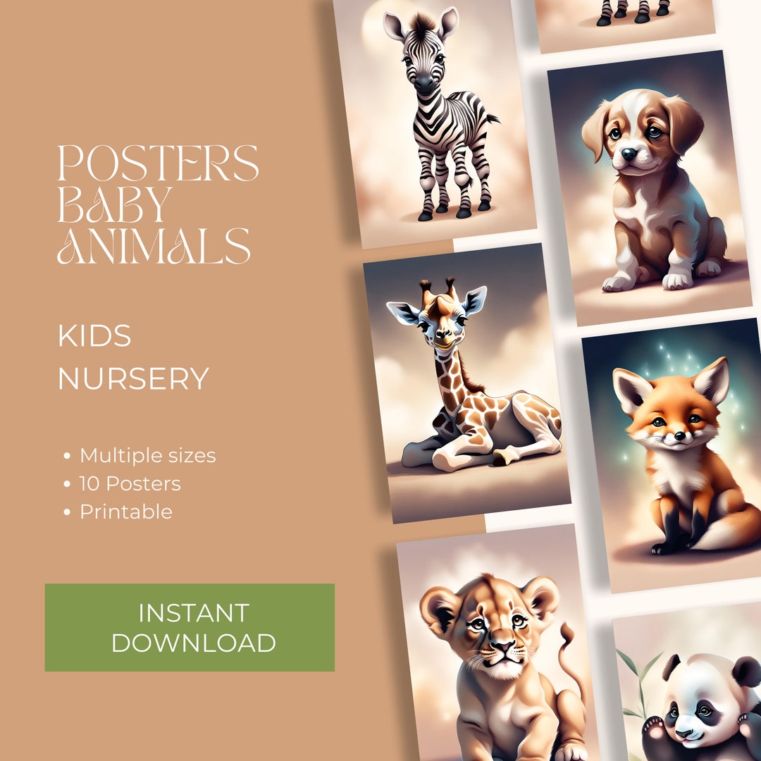 Posters Nursery Kids Baby Animals Home Decor Wall - Etsy