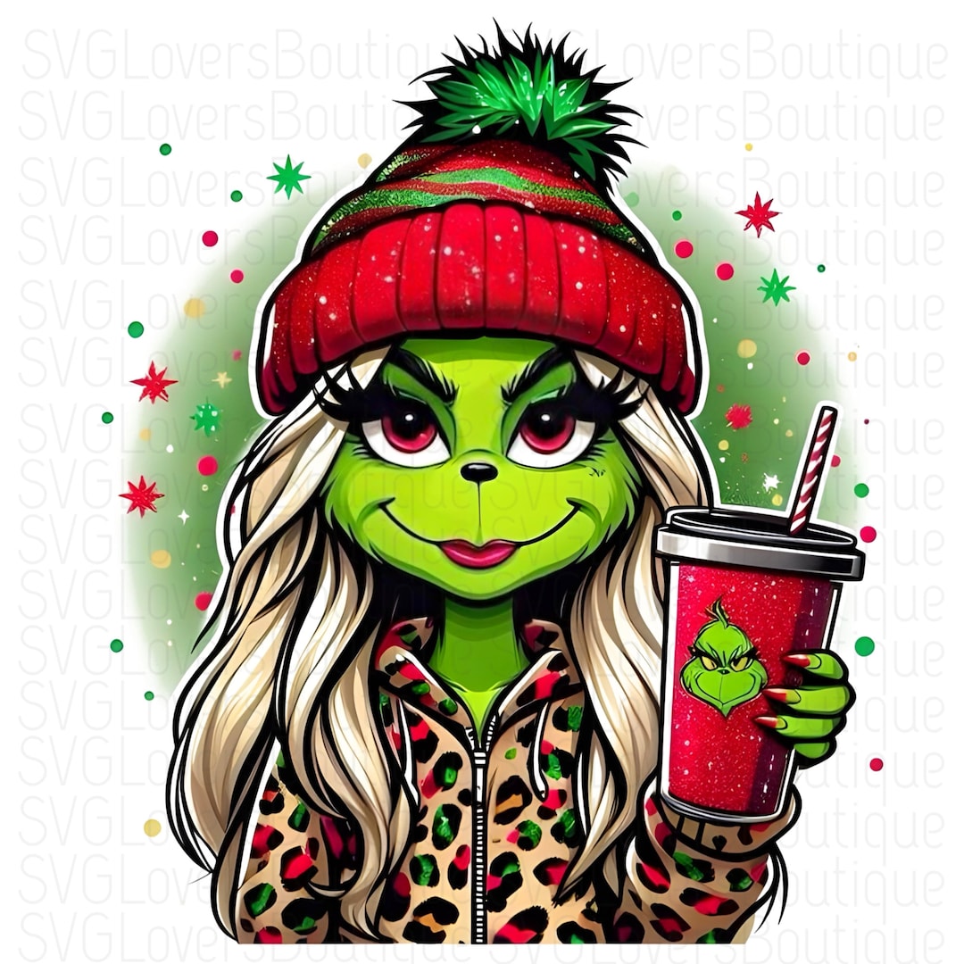 Lady Grinch PNG / Santa Grinch PNG / Barbie Grinch / Chica - Etsy México