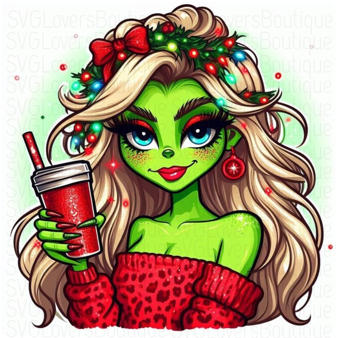 Green Grinch Lady Png Lady Grinch PNG Santa Grinch PNG - Etsy UK