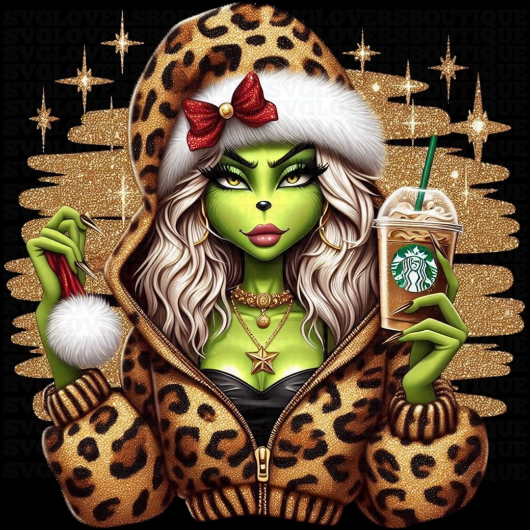 Lady Grinch PNG Santa Grinch PNG Barbie Grinch Green - Etsy