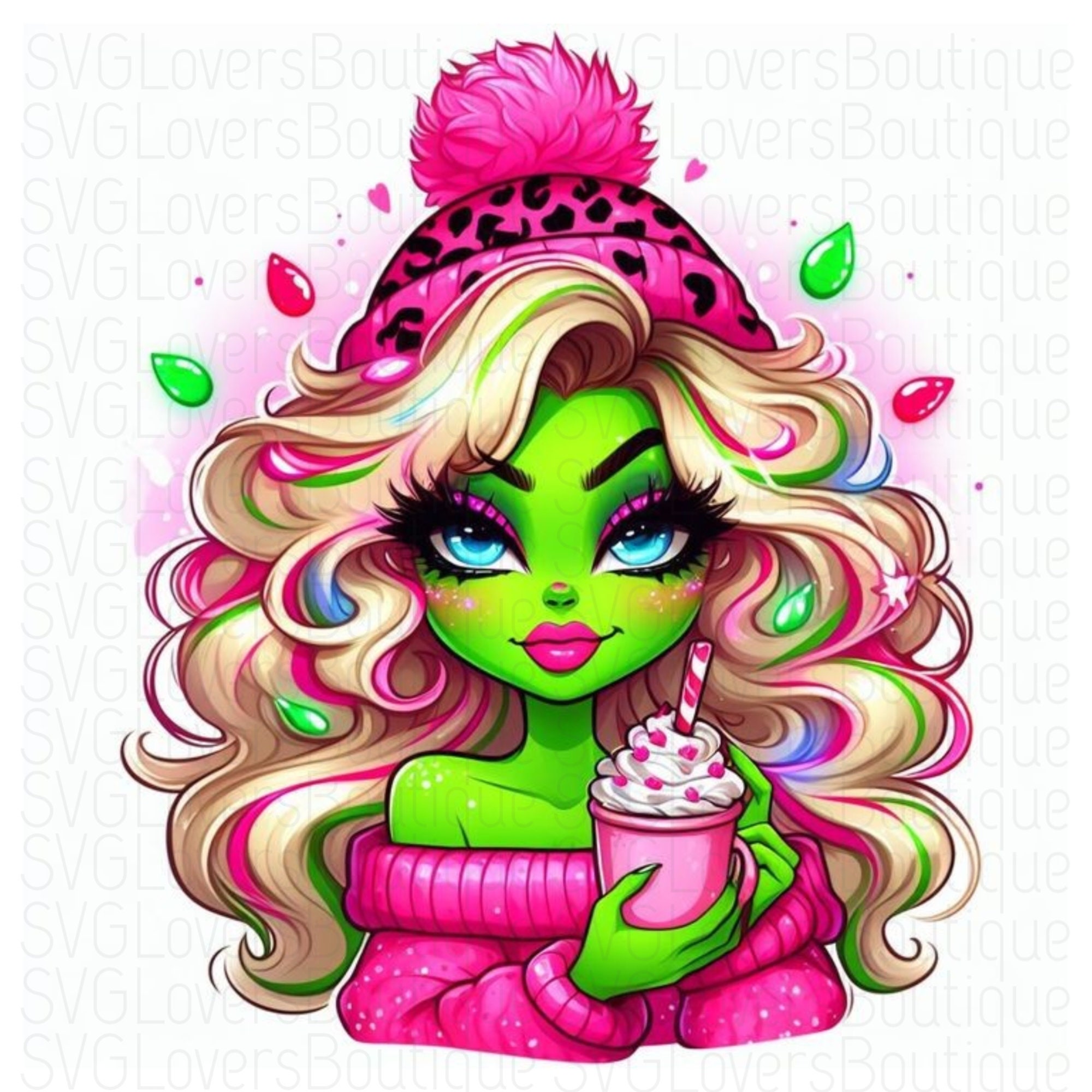 Lady Grinch Grinch Girl Pink Boujee Cute Sassy Grinch - Etsy Australia