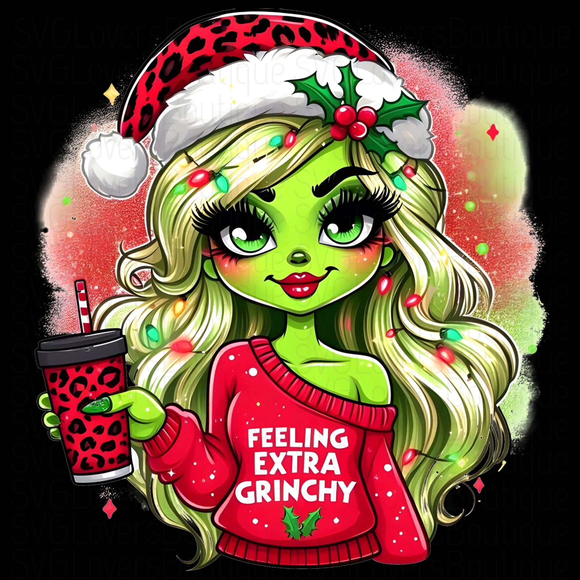 Lady Grinch PNG / Santa Grinch PNG / Barbie Grinch / Chica - Etsy México