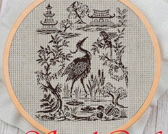 Vintage Cross Stitch Pattern PDF - Counted Monochrome Blackwork Pattern ...