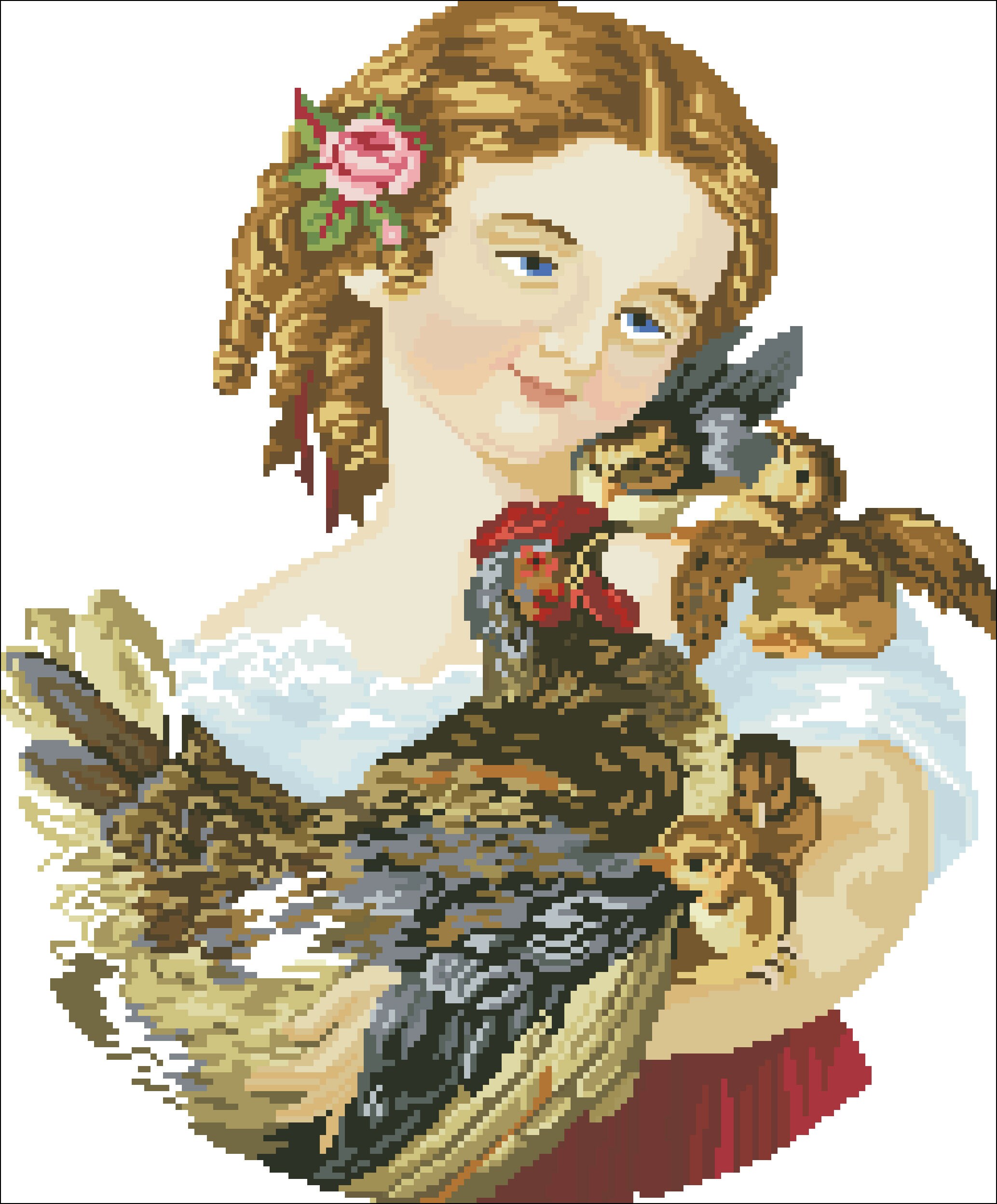 Vintage Cross Stitch Pattern PDF - Counted Sampler People - Embroidery ...