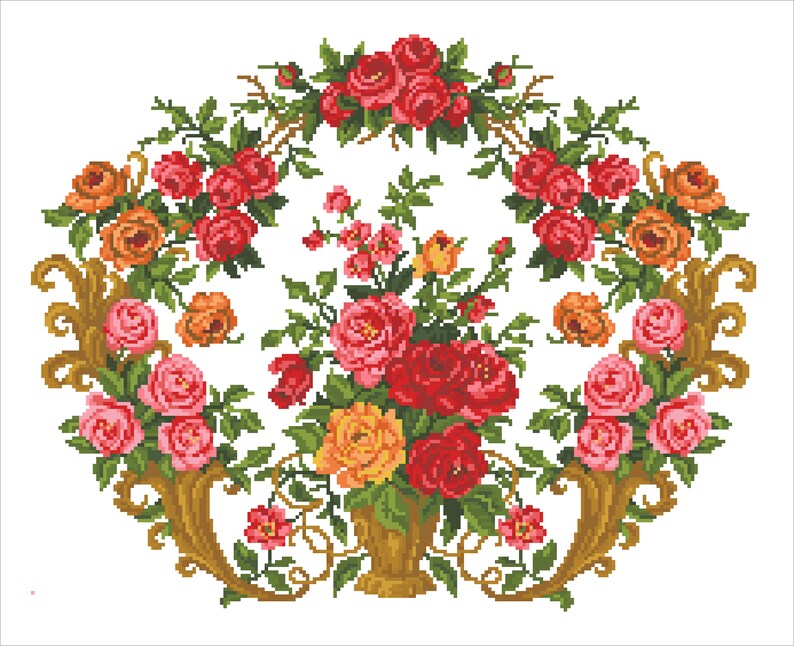 Vintage Cross Stitch Pattern PDF Counted Sampler Mini Flowers Pattern ...