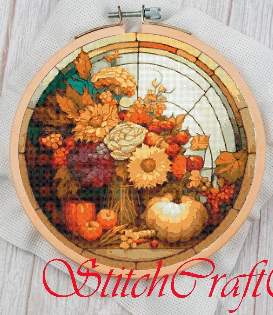 Stained Glass Cross Stitch Pattern PDF - Counted Modern Embroidery ...