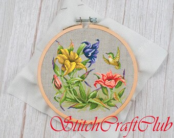 Vintage Cross Stitch Pattern PDF Counted Sampler Flowers Pattern ...