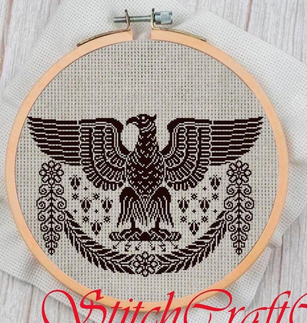 Vintage Eagle Cross Stitch Pattern: Monochrome Blackwork (PDF Pattern ...