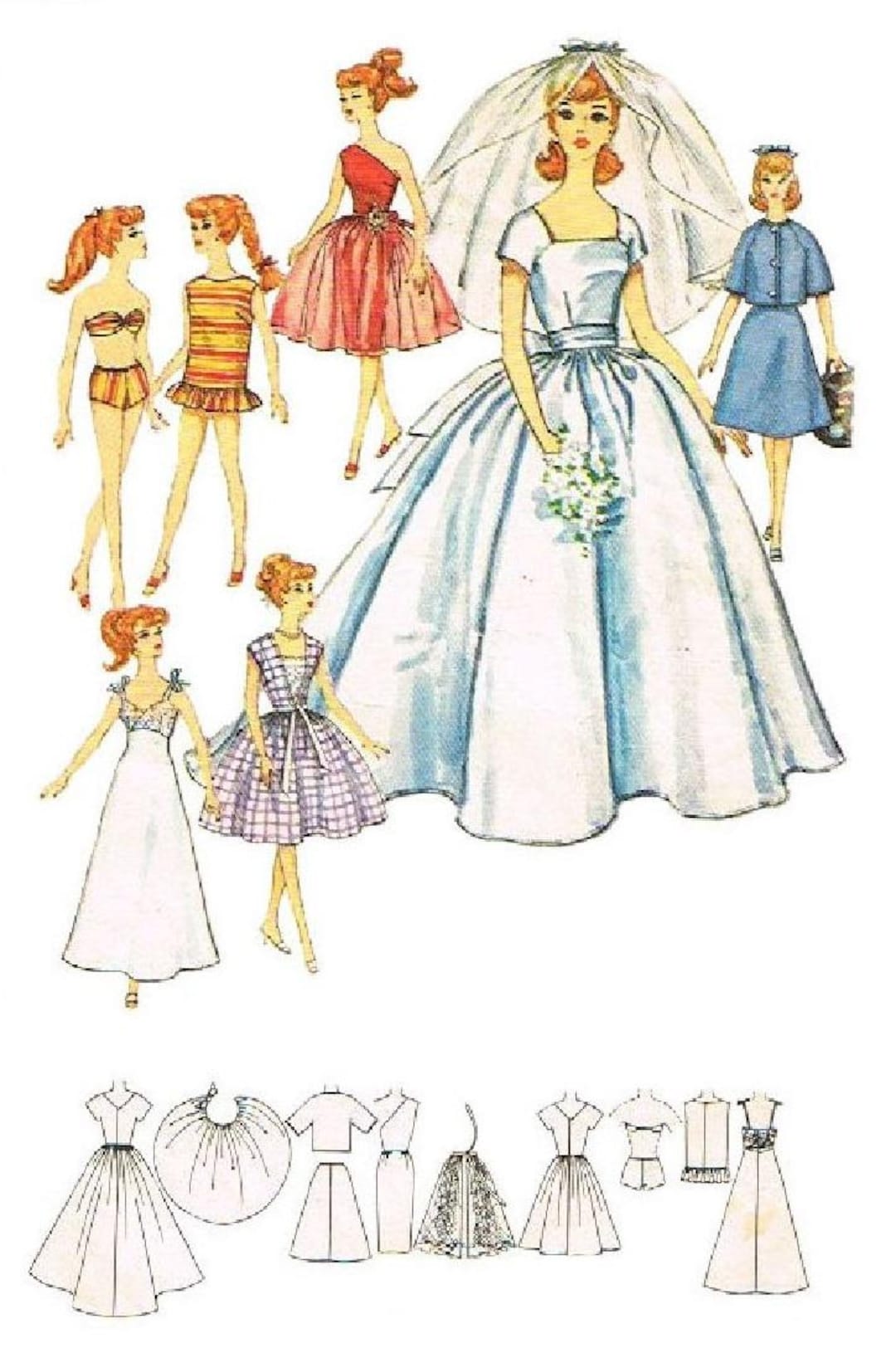 Vintage Sewing Pattern Fashion Dolls 11-1/2" Wardrobe for Dolls ...