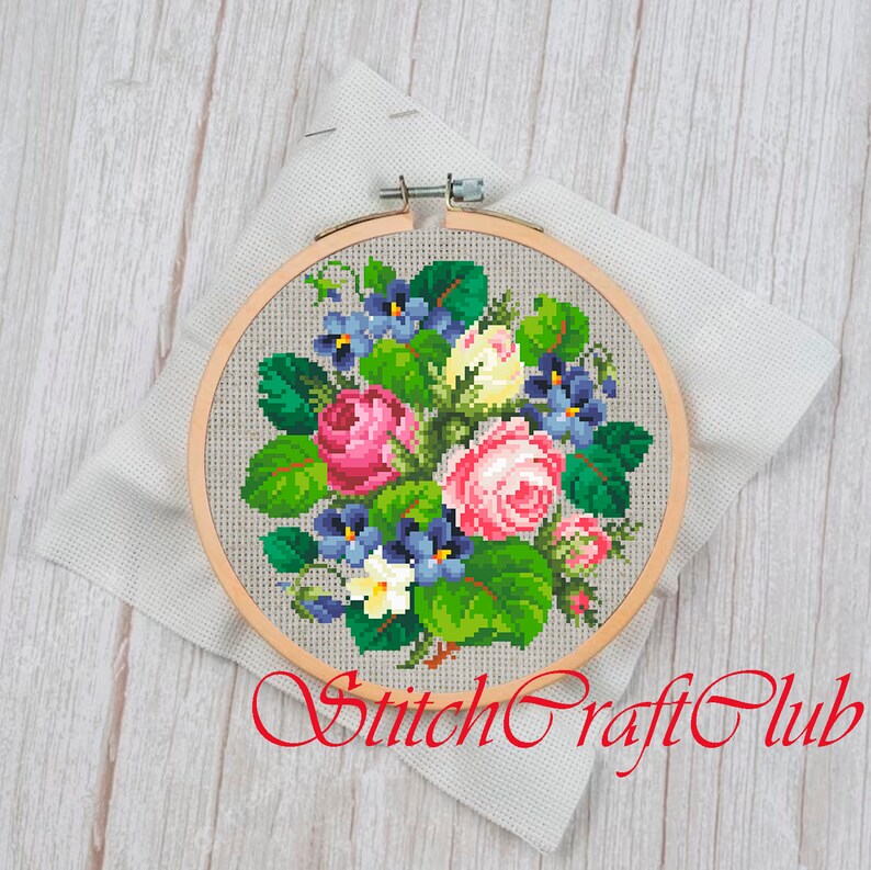 Vintage Cross Stitch Pattern PDF Counted Sampler Mini Flowers Pattern ...