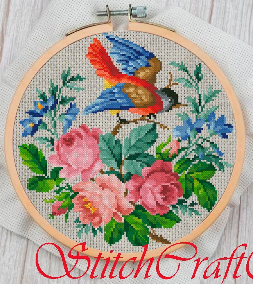 Vintage Cross Stitch Pattern PDF Counted Sampler Birds Pattern ...