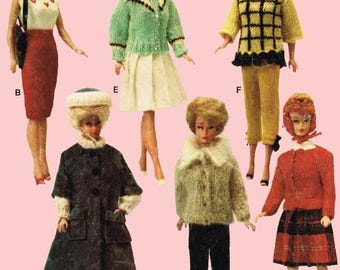 Vintage Sewing Pattern Fashion Dolls 11-1/2" Wardrobe Clothes for Dolls ...