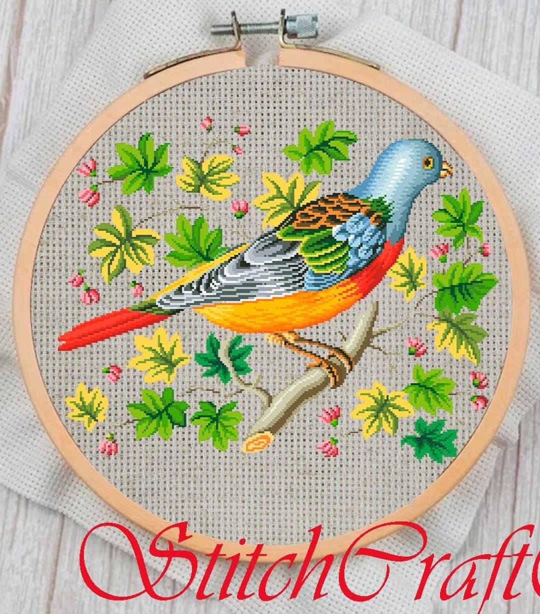 Vintage Cross Stitch Pattern PDF: Birds & Flowers Sampler, 19th Century ...